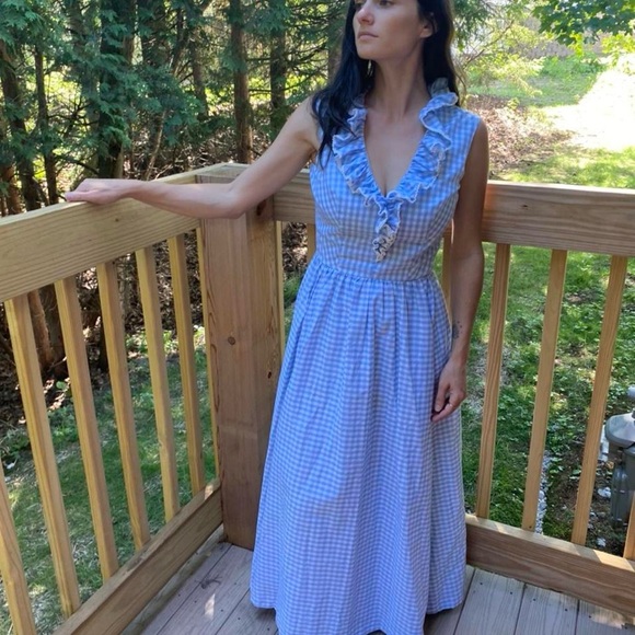 Miss Elliette | Dresses | Vintage 7s Miss Elliotte Summer Sundress Blue ...